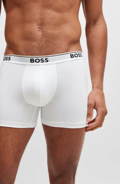 BOSS 3-pack Power Stretch Cotton Boxer Briefs - White