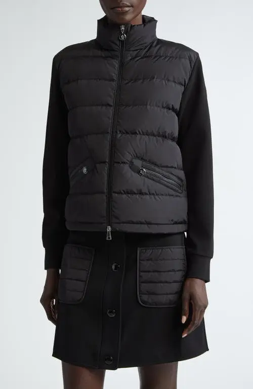 Moncler Mixed Media Down Puffer Jacket - Black