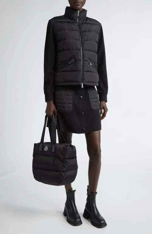 Moncler Mixed Media Down Puffer Jacket - Black