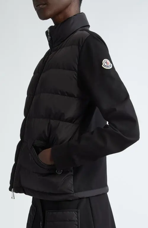 Moncler Mixed Media Down Puffer Jacket - Black