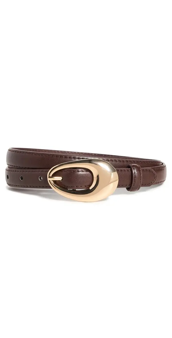 Shashi Oval Buckle Belt - Brown/gold