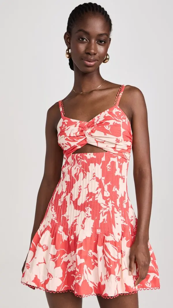 Amur Ryder Fit & Flare Mini Dress In Coral Colorblock Flowers - 75% Off |  Editorialist