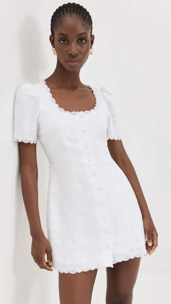 reformation anabella linen mini dress Reformation Anabella Linen Mini Dress In White - 30% Off