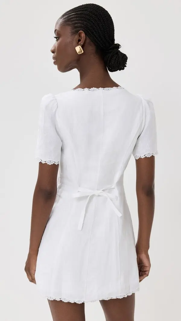 Reformation Anabella Linen Mini Dress In White - 30% Off | Editorialist