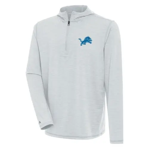 ANTIGUA Detroit Lions Tidy Quarter-zip Pullover Hoodie - Heather Gray