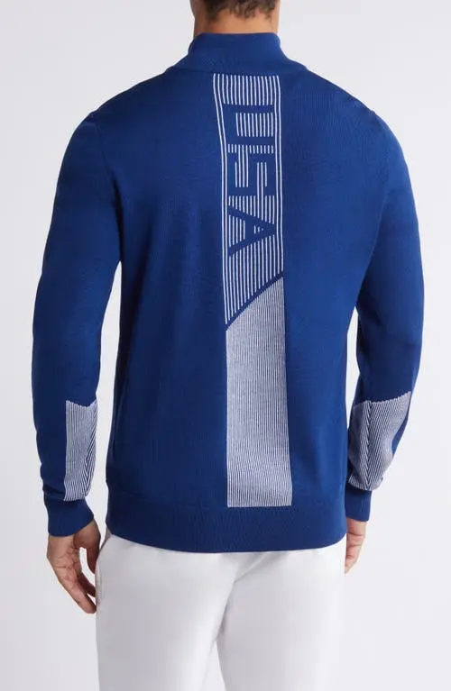 J. Lindeberg Nathaniel Wool Quarter Zip Sweater - Estate Blue