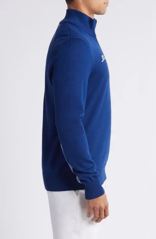 J. Lindeberg Nathaniel Wool Quarter Zip Sweater - Estate Blue