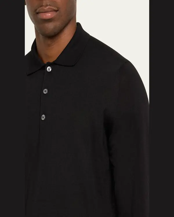 Brioni Cashmere-silk Long-sleeve Polo Sweater