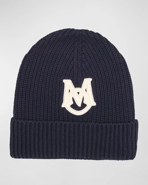 Moncler Interlock Logo Beanie - Navy