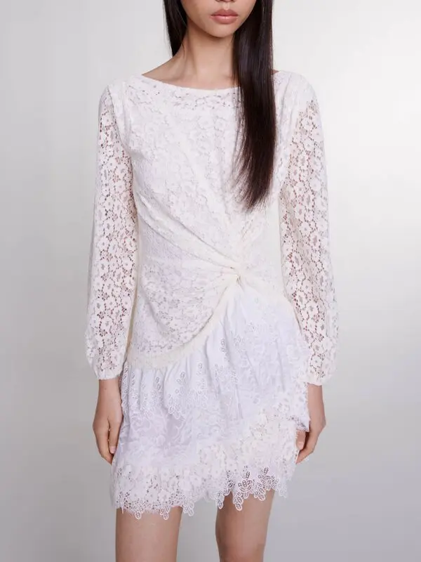 Maje Draped Lace Dress