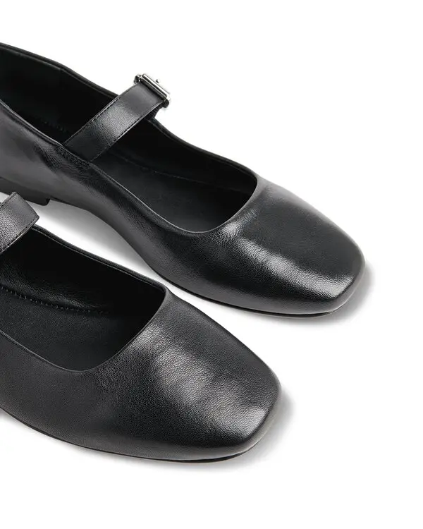 Whistles Square Toe Buckled Ballet Flats - Black