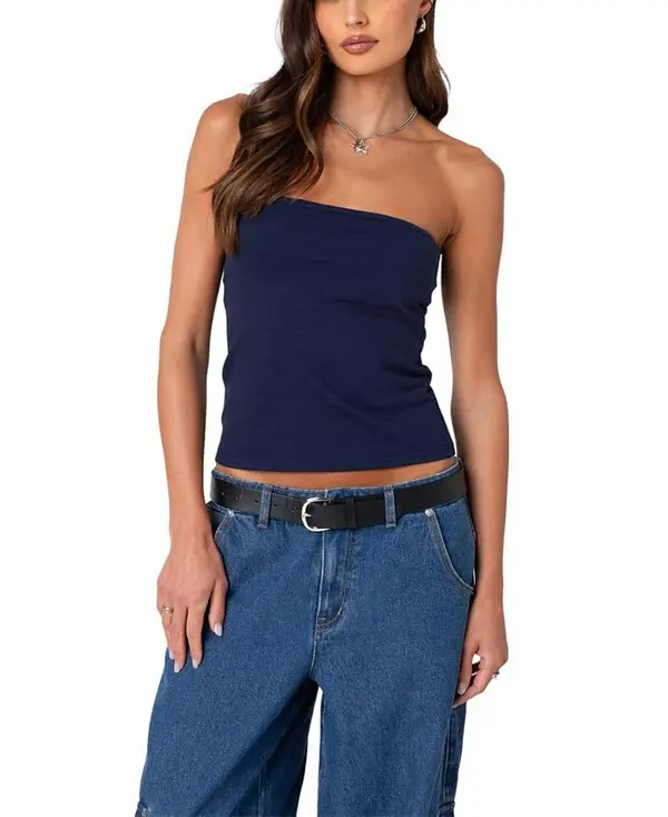 EDIKTED Built-in Bra Tube Top - Navy