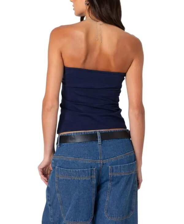 EDIKTED Built-in Bra Tube Top - Navy