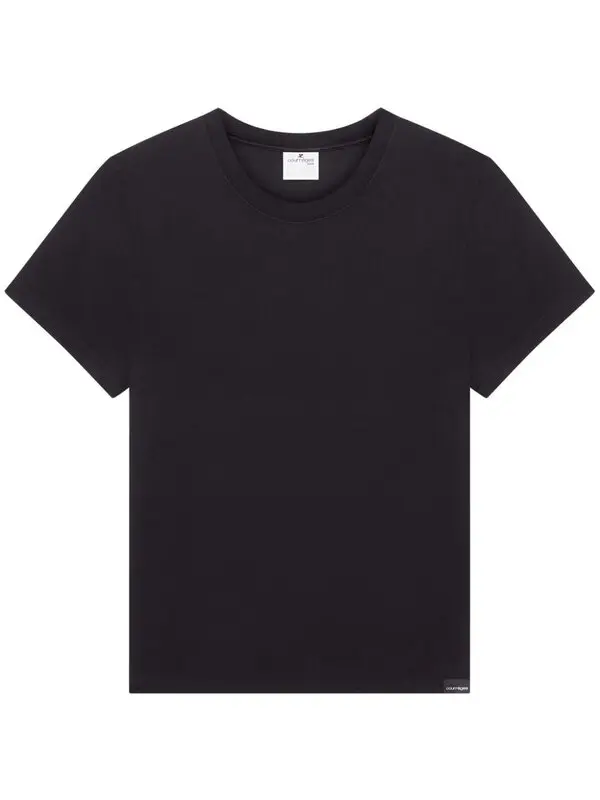 COURREGES Logo-embroidered Cotton T-shirt - Black