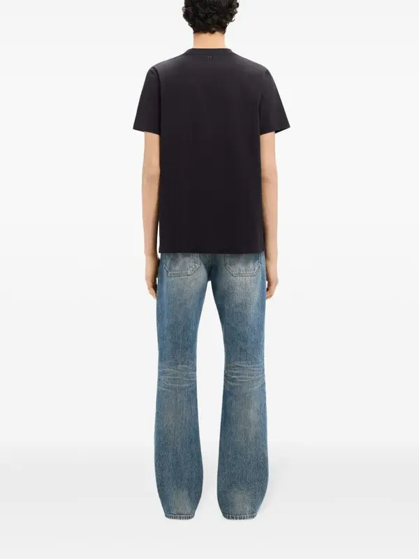 COURREGES Logo-embroidered Cotton T-shirt - Black