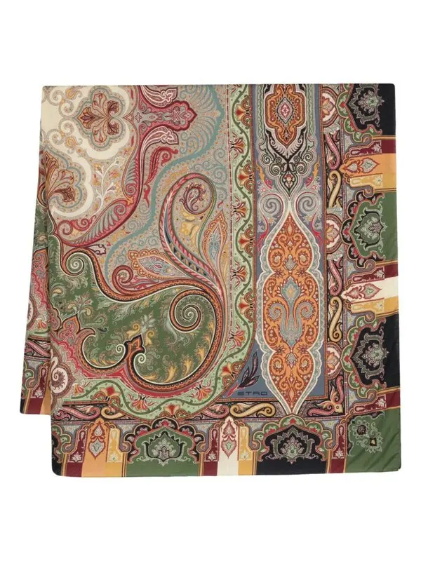 Etro Paisley-print Wool-blend Scarf - Green