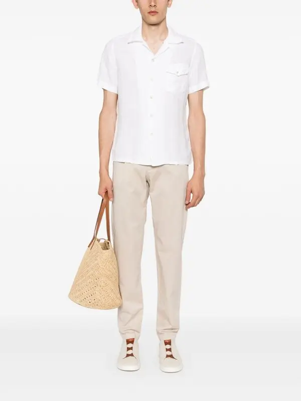 Eleventy Short-sleeve Linen Shirt - White