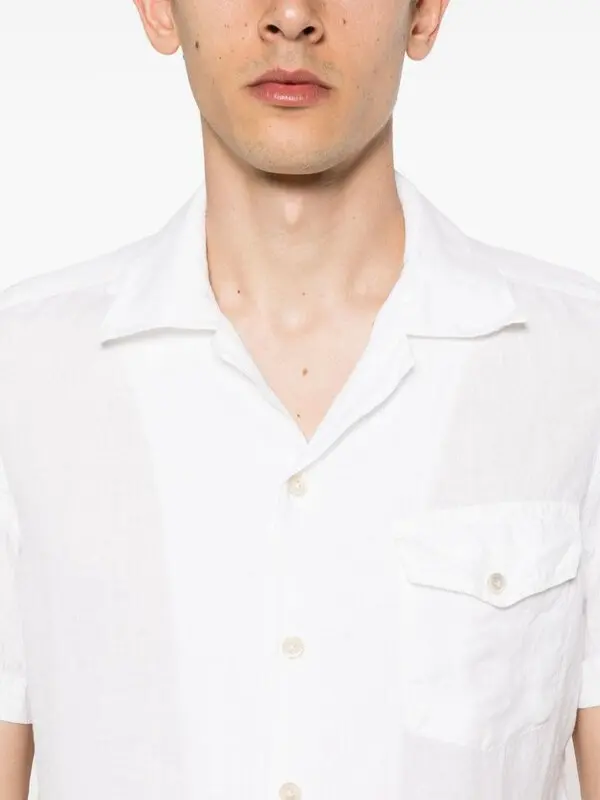 Eleventy Short-sleeve Linen Shirt - White