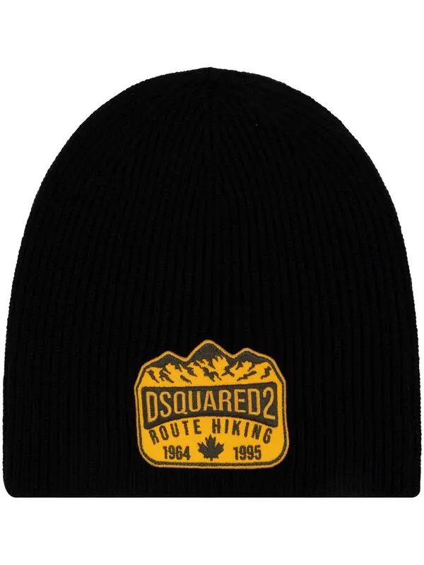 Dsquared2 Logo-appliqué Wool Beanie - Black