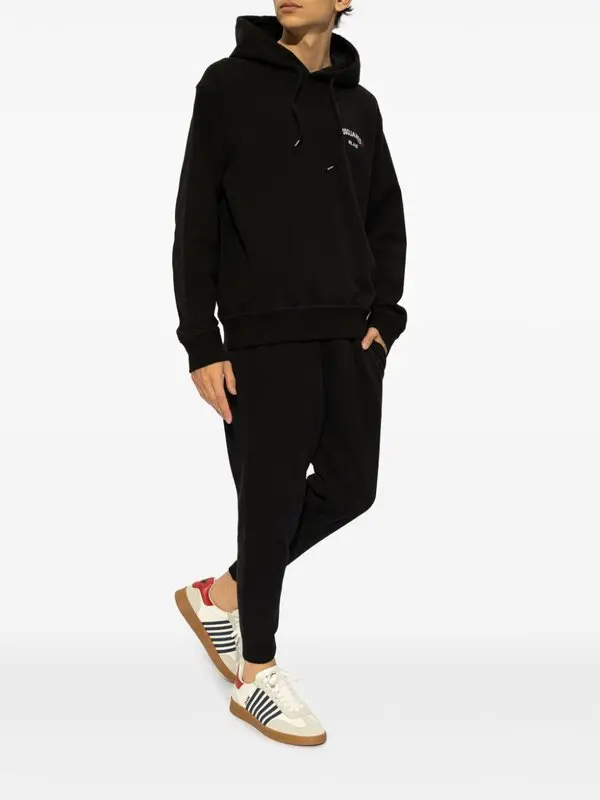 Dsquared2 Logo-embroidered Cotton Hoodie - Black