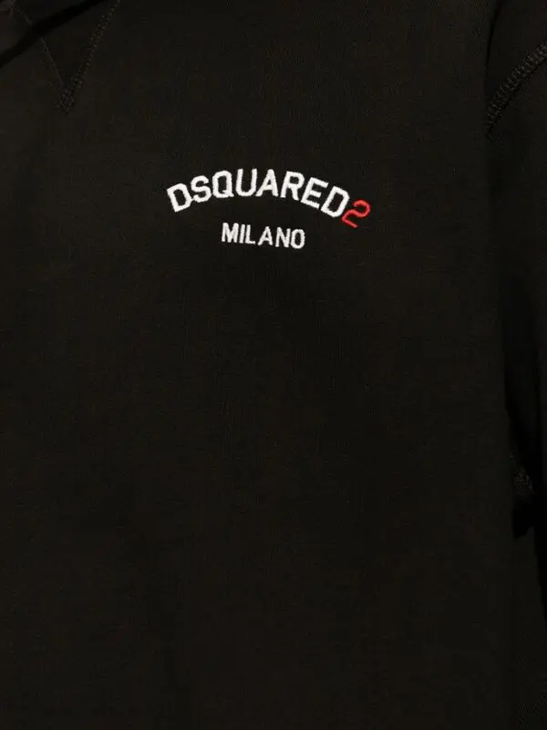 Dsquared2 Logo-embroidered Cotton Hoodie - Black
