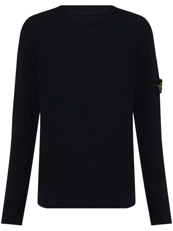 Stone Island Compass-motif Wool Jumper - Blue