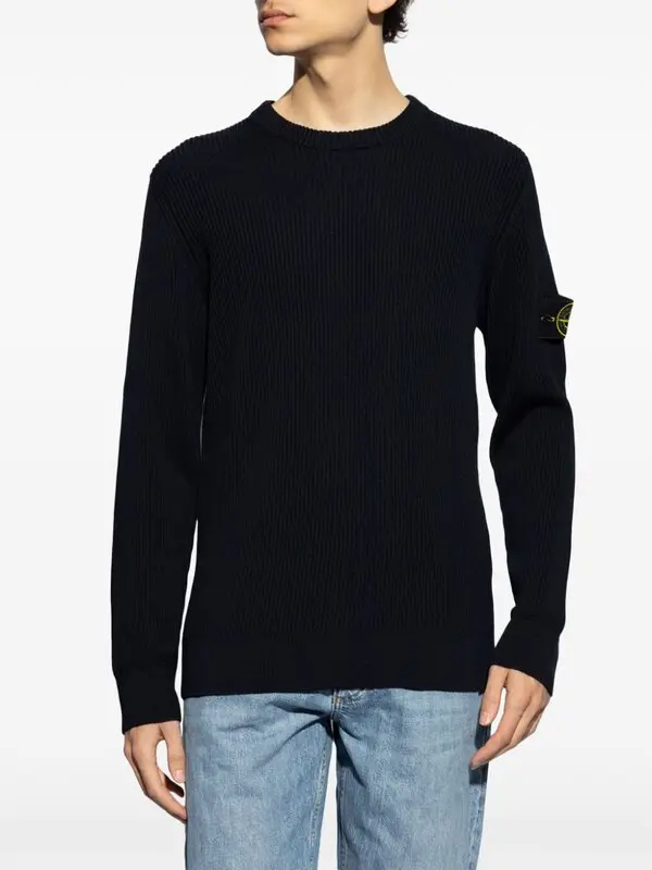 Stone Island Compass-motif Wool Jumper - Blue