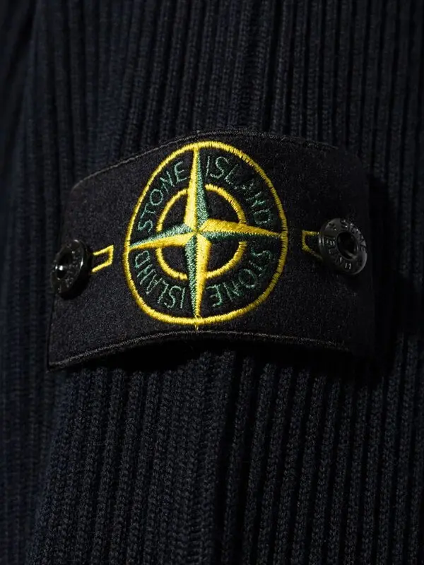 Stone Island Compass-motif Wool Jumper - Blue