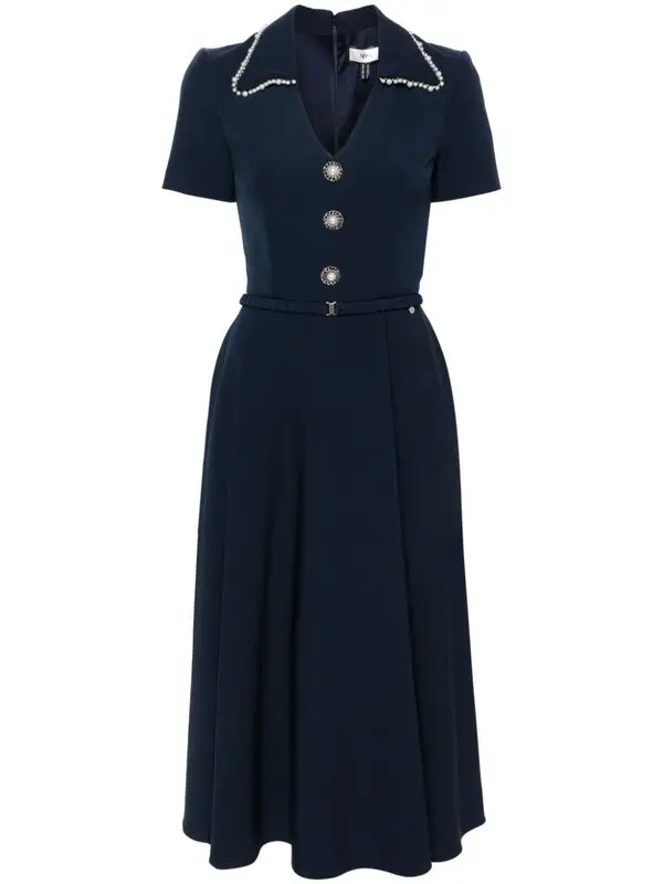 NISSA V-neck Belted Midi Dress