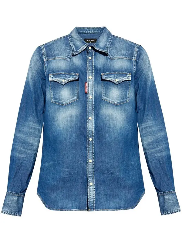 Dsquared2 Western Ripped-detail Denim Shirt