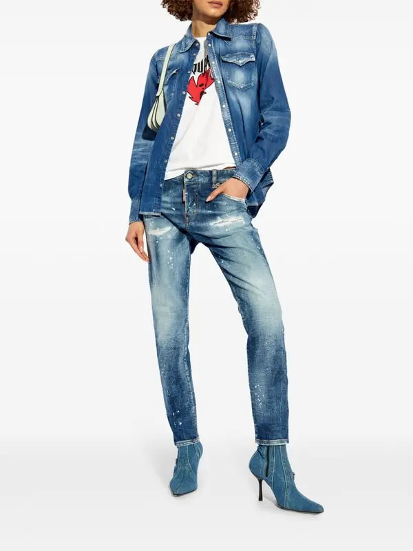 Dsquared2 Western Ripped-detail Denim Shirt