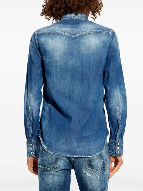 Dsquared2 Western Ripped-detail Denim Shirt