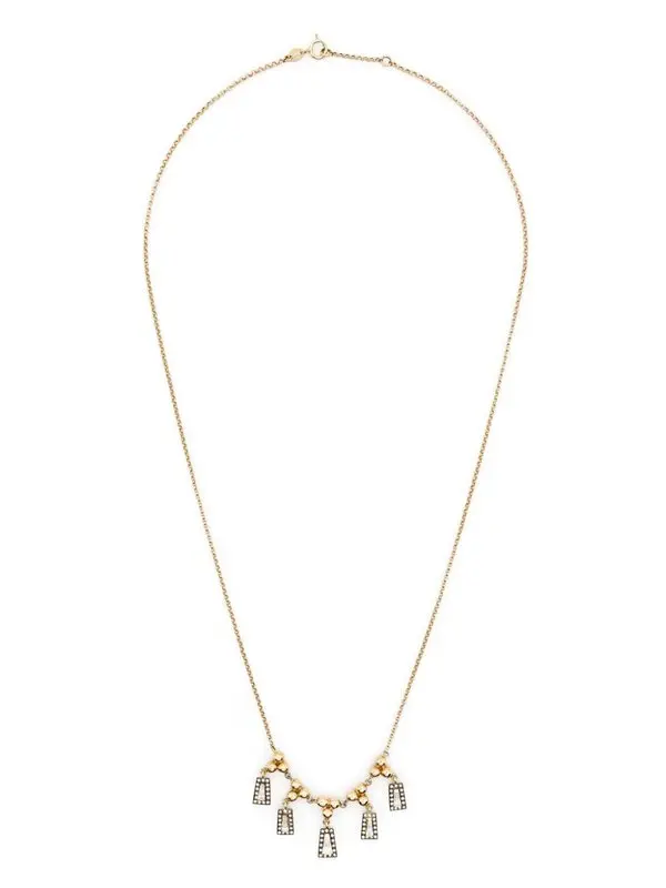 LEANDRA 18kt Yellow Taper-5 Diamond Necklace - Gold