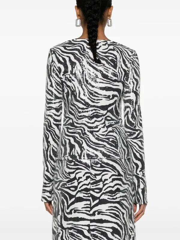 ROTATE BY BIRGER CHRISTENSEN Zebra-print Sequinned Top