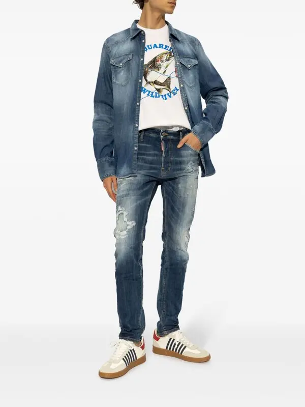 Dsquared2 Distressed Slim-cut Jeans - Blue