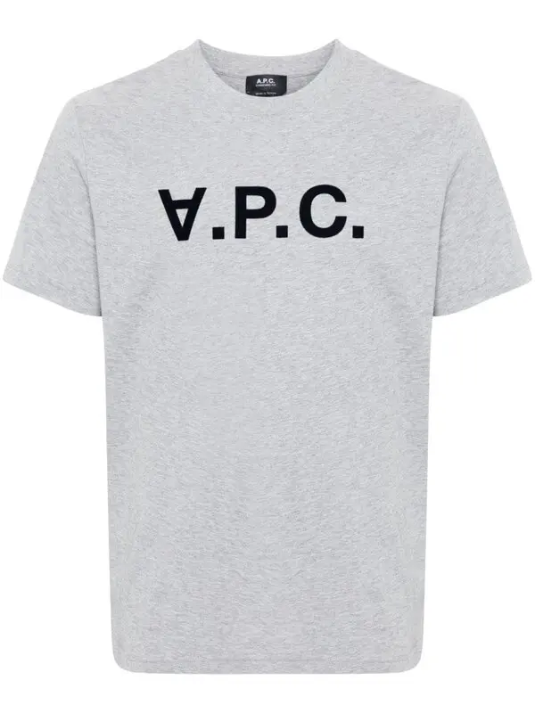 A.p.c. Flocked-logo T-shirt - Grey