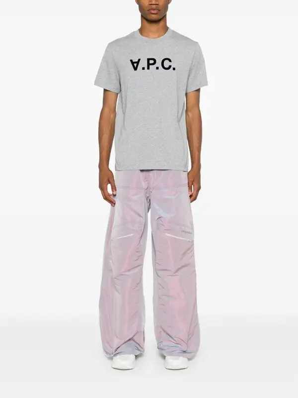A.p.c. Flocked-logo T-shirt - Grey