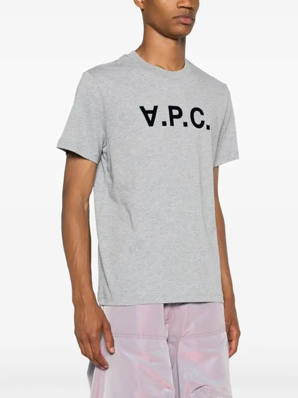 A.p.c. Flocked-logo T-shirt - Grey