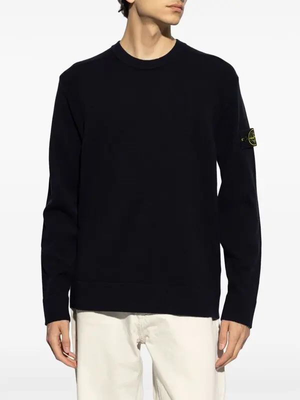 Stone Island Compass Motif Wool Sweatshirt - Blue