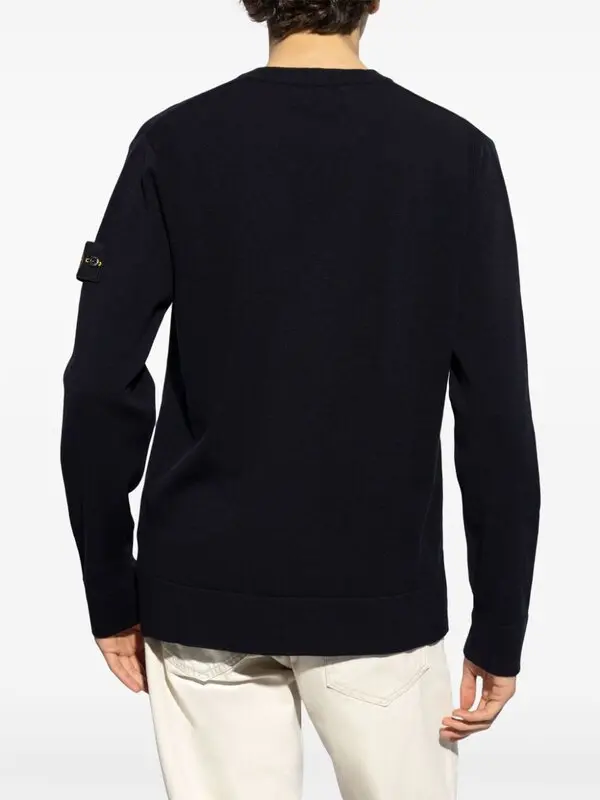 Stone Island Compass Motif Wool Sweatshirt - Blue