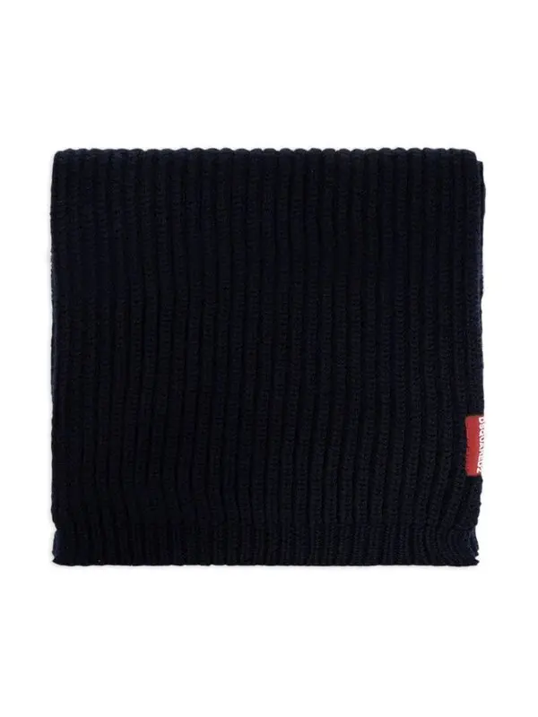 Dsquared2 Ribbed-knit Logo-plate Scarf And Hat Set - Black