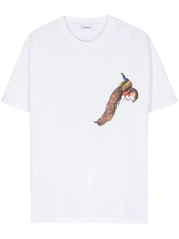 SOULLAND Kai' Peacock Organic Cotton T-shirt - White