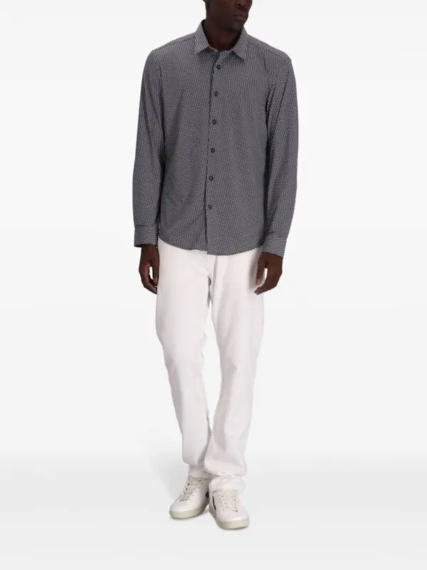 BOSS Geometric-print Long-sleeve Shirt - Black