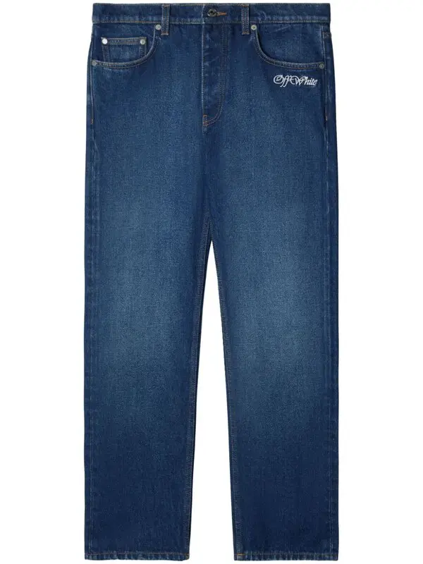 Off-White Script Tapered Jeans - Blue