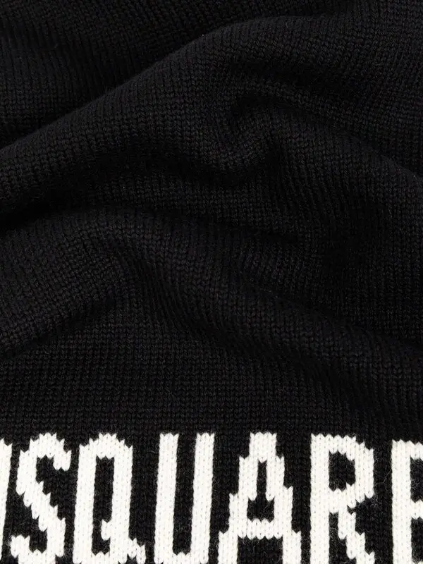 Dsquared2 Logo Intarsia-knit Wool Scarf - Black