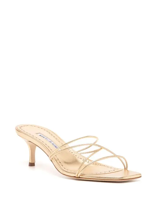 Manolo Blahnik 50mm Ninfemu Sandals - Gold