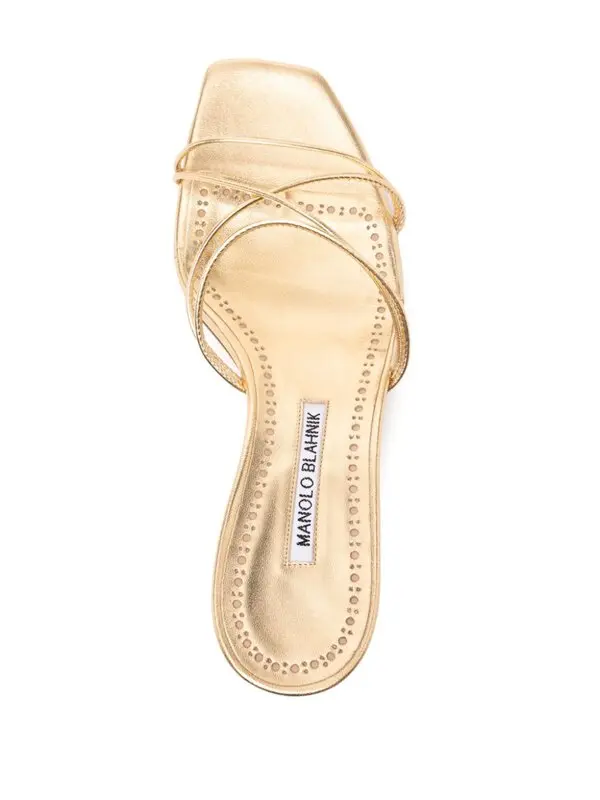 Manolo Blahnik 50mm Ninfemu Sandals - Gold