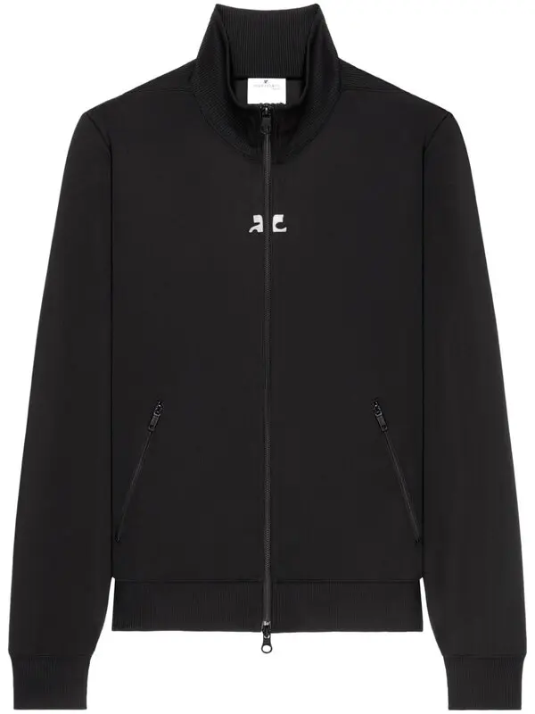 COURREGES Logo-embroidered Jersey Jacket - Black