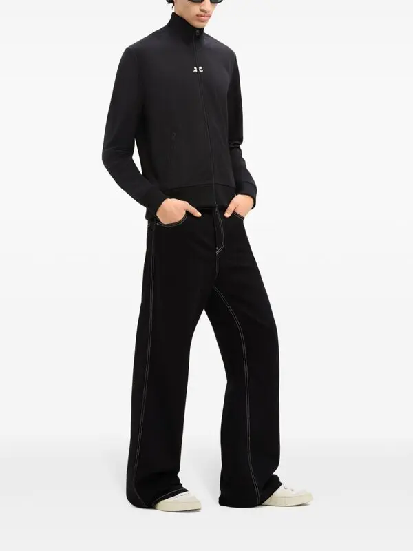 COURREGES Logo-embroidered Jersey Jacket - Black