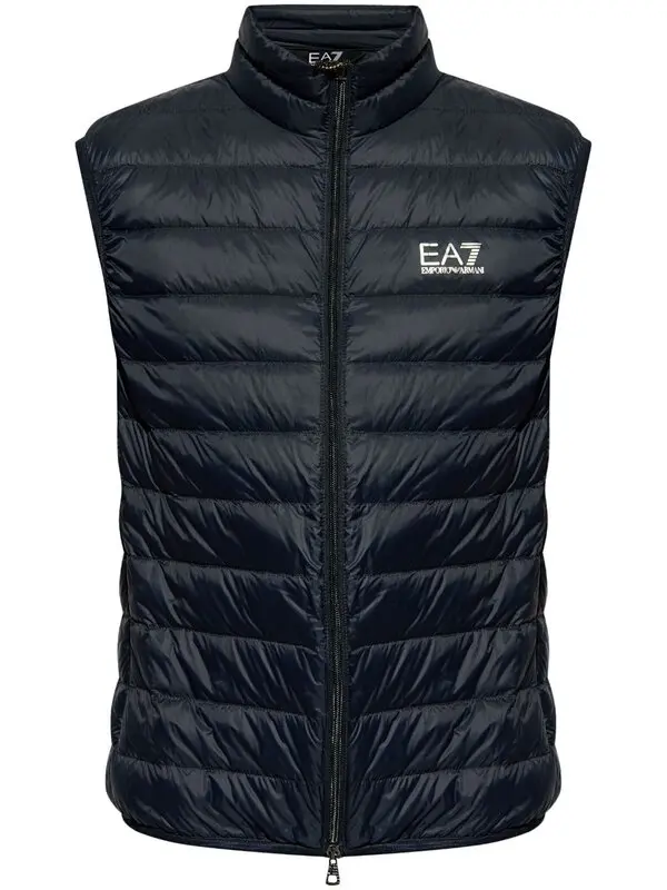EA7 Logo-print Padded Gilet - Blue